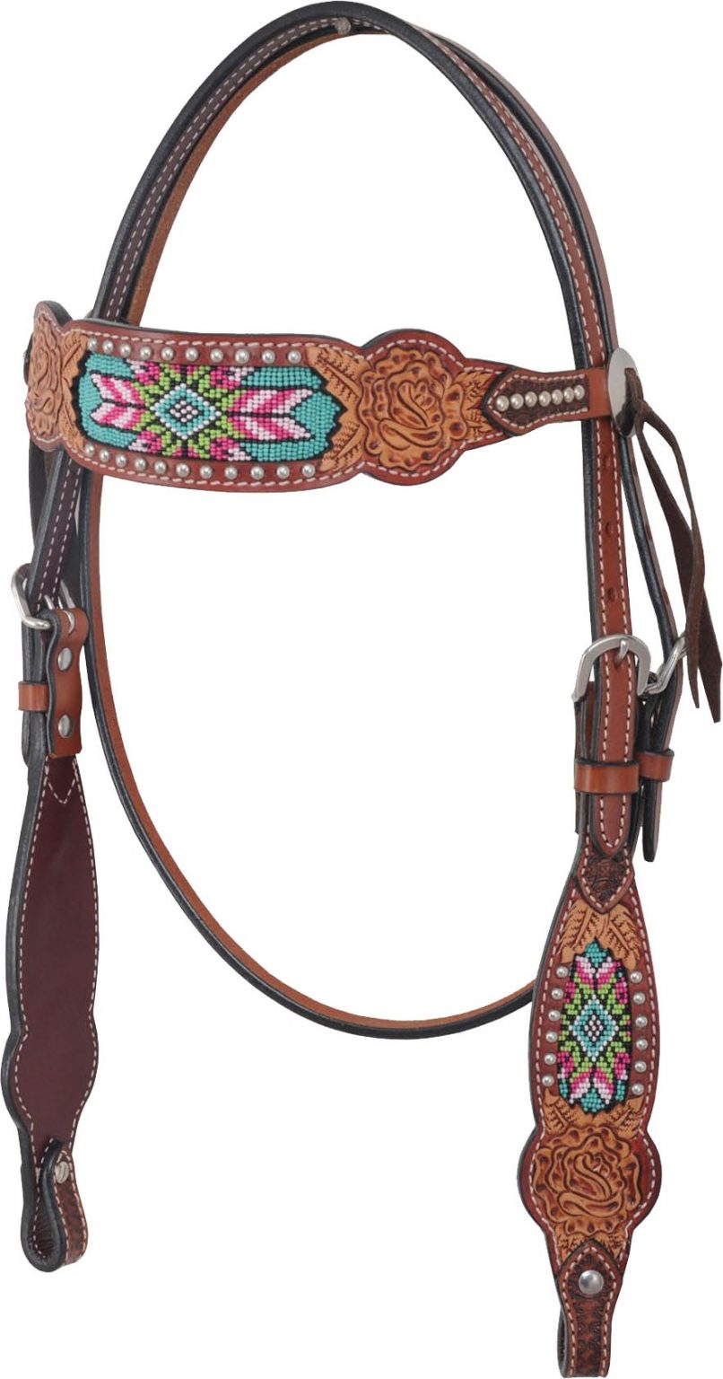 Rafter T Browband Headstall w/ Beaded Inlay – K&N Equine Solutions